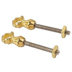 Fancy Brass Eye Bolts with Nuts for Bail Pull Mounting - Pack of 2 - Screw Eye Hook - Antique Eyelet Screw | FB2-B