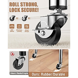 100% Stainless Steel Clothing Rack Load 760LBS, Ultra-Stable Heavy Duty Clothes Rack W/ Reinforced Rubber Ring, Extendable Adjustable Rolling Garment Racks W/ Sturdy Wheel for Portable Hanging Clothes