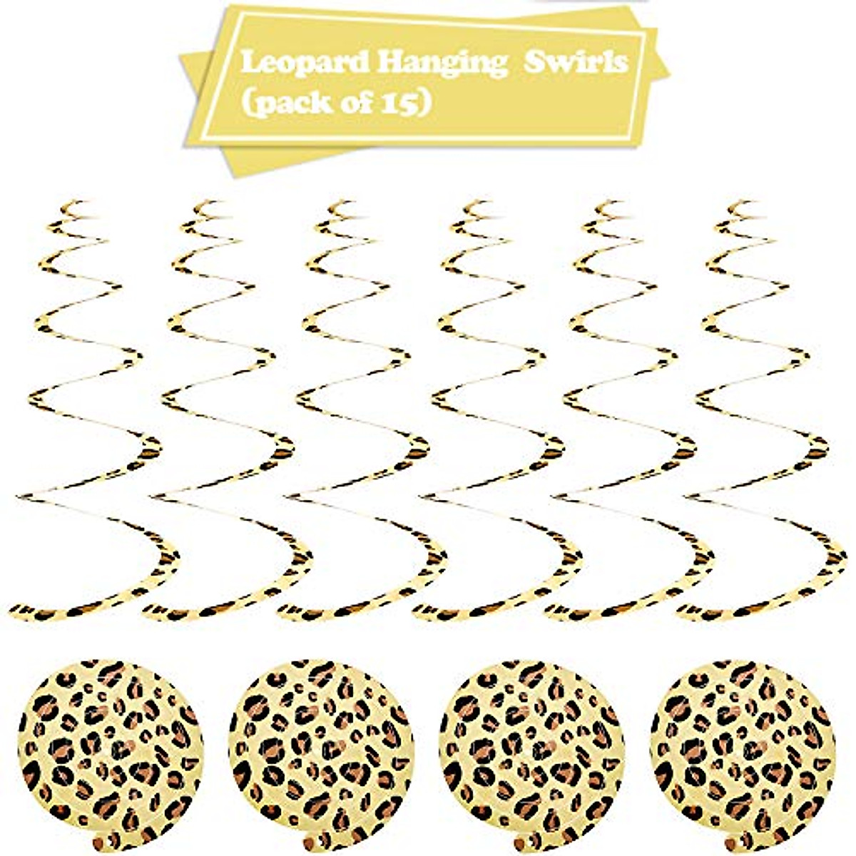 15 Pcs Cheetah Party Supplies Leopard Hanging Swirls Whirls Animal Print Party Decorations Cheetah Whirls for Birthday Baby Shower Jungle Animal Themed Party Graduation Wedding Celebration