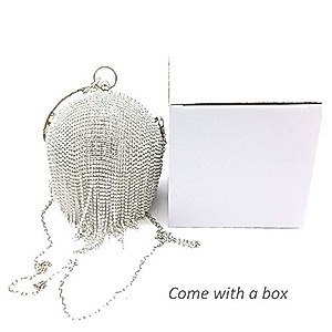 Lanpet Women Round Ball Crystal Evening Clutch Purse Tassel Wedding Party Handbags