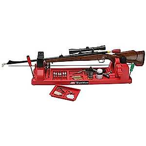 MTM GV30 Gun Vise for Gunsmithing work and Cleaning Kit, Free Standing, 11 Compartments, USA Made, Red