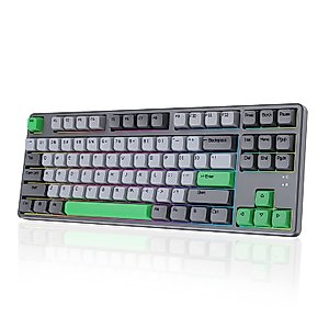 NACODEX AK873 TKL Hot Swappable Mechanical Keyboard with MDA Profile PBT Keycaps | Custom Lubed Linear Switch | Magnetic Removable Cover BT5.0/2.4GHZ/Wired Programmable RGB Keyboard