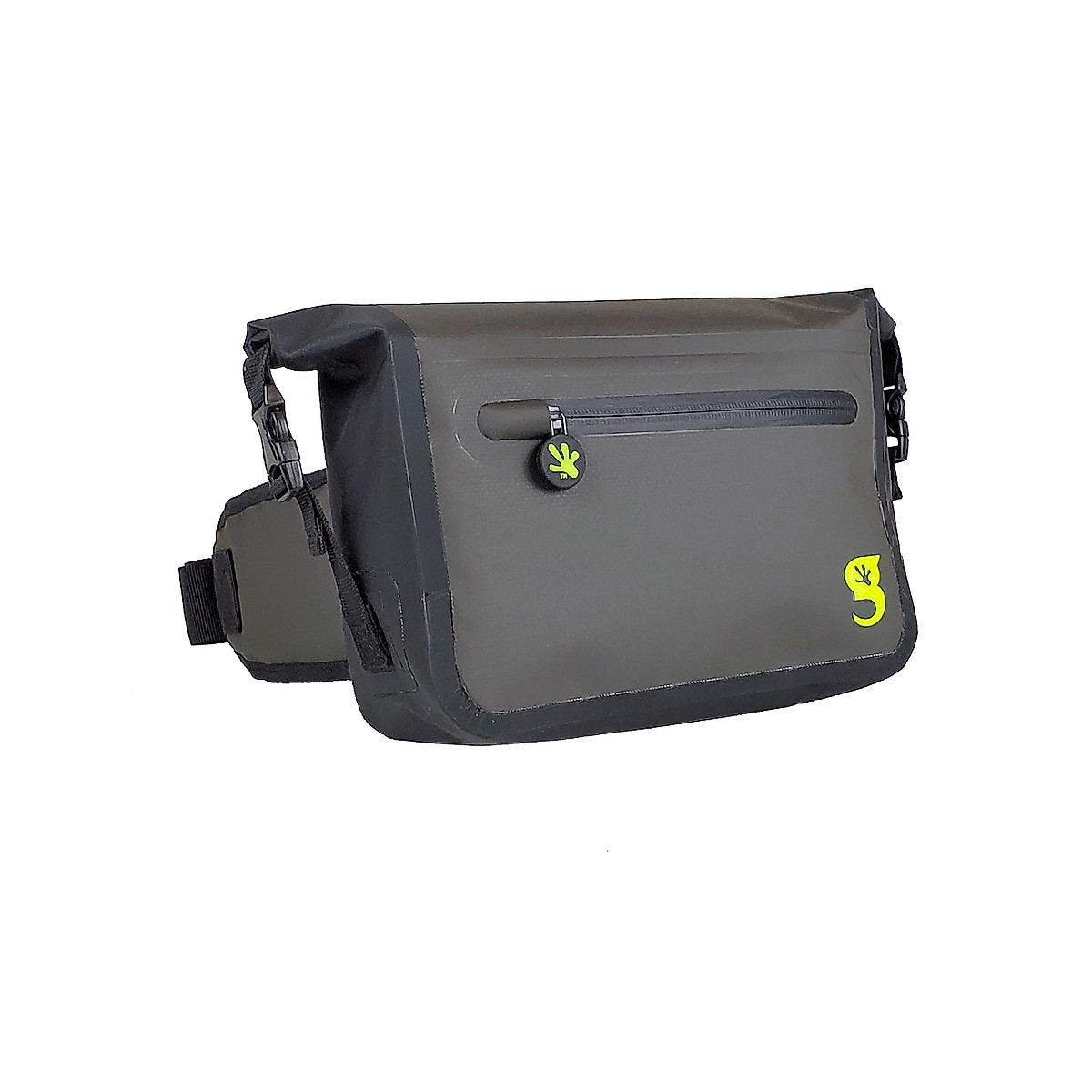 geckobrands Waterproof Tarpaulin Dry Bag Waist Pouch, Black/Neon Green
