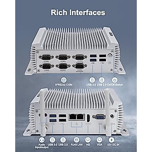 BASOARO Industrial Mini PC Windows 10, Fanless Desktop PC, Core i7 4500U, 8GB RAM 256GB SSD, 2 Gigabit Ethernet, HD, VGA, RS232/RS485 COM Port, 4 USB3.0, 4 USB2.0, WiFi, BT
