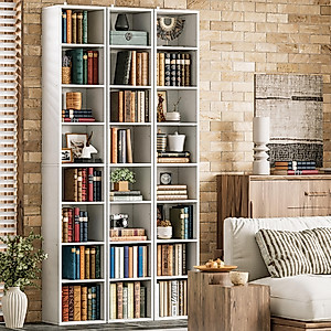 IRONCK Tall Narrow Bookshelf 8 Tiers, Compact Corner Bookcase, Easy to Match for Living Room, Office, Study, Bedroom, White