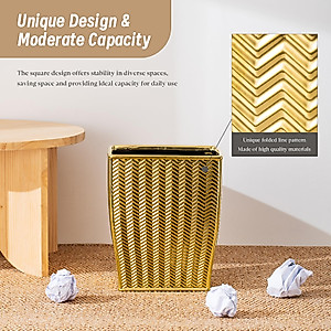 JOLOSK Bathroom Trash Can, Stylish Garbage Container Bin for Living Room, 1.32 Gallon/5 Liters Gold Small Trash Can, Waste Basket for Bathroom, Kitchen, Office, Bedroom-Room Decor