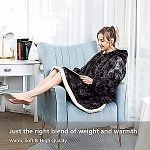 BEDEPOT Wearable Blanket Hoodie Oversized Sweatshirt Warm Birthday Gifts Sherpa Blanket Sweater with Sleeves Giant Pocket Gift for Women Men Adults Teenager