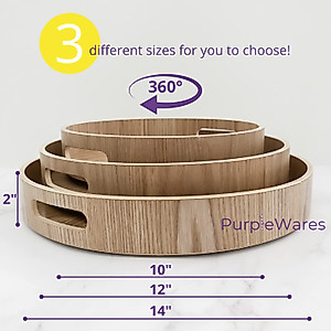 PurpleWares 12-inch Wood Lazy Susan – 360 Degree Rotating Natural Wooden Round Turntable Storage Serving Tray with Cut-out Handles for Kitchen, Pantry, Cabinet and Makeup Organization