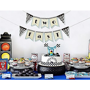 Two Fast Birthday Decorations - Two Fast Banner Racing Car Birthday Party Supplies 2nd Birthday Banner
