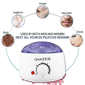 Oakeer Waxing Kit Mini Wax Warmer Painless Hair Removal Body Waxing Designed for Partial Waxing Werewolf Own Waxing at Home,24 Accessories