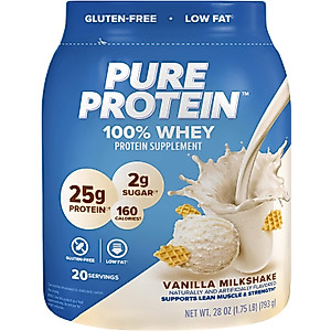 Pure Protein Powder, Natural Whey, High Protein, Vanilla, 1.6 lbs