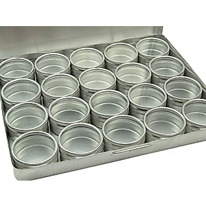 Darling Souvenir 20-Pieces Clear Top Round Aluminum Storage Container Set 1.2" Diameter Mini DIY Favour Boxes