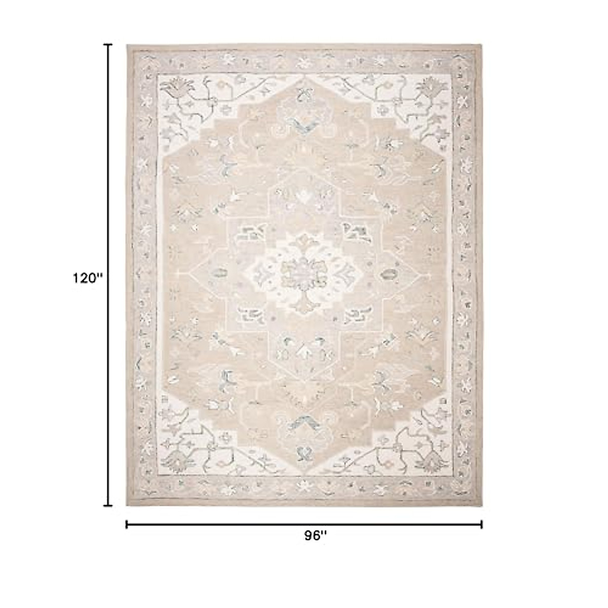 SAFAVIEH Micro-Loop Collection Area Rug - 8' x 10', Light Grey & Ivory, Handmade Medallion Wool, Ideal for High Traffic Areas in Living Room, Bedroom (MLP505F)