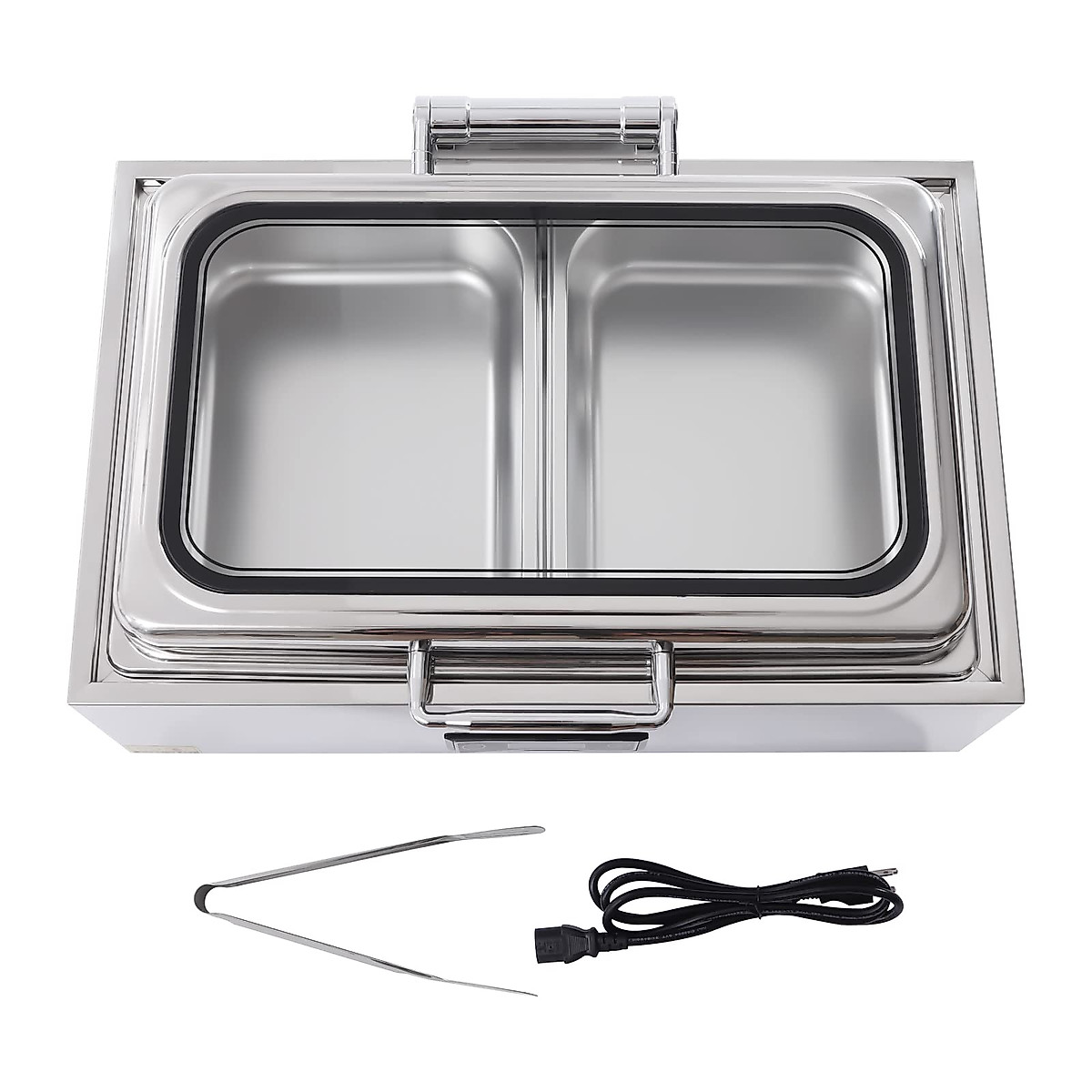 NeNchengLi Electric Chafing Dish Buffet Set 9QT Half-Size Buffet Warmer Chafing Server Set, Stainless Steel Catering Food Warmer Rectangular Chafer, Party Catering Tray W/Lid