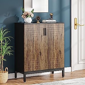 TRIBESIGNS WAY TO ORIGIN Shoe Cabinet, 20 Pairs Modern Shoe Storage Cabinet with Doors, 6-Tier Freestanding Entryway Shoe Organizer Rack for Living Room, Closet, Rustic Brown
