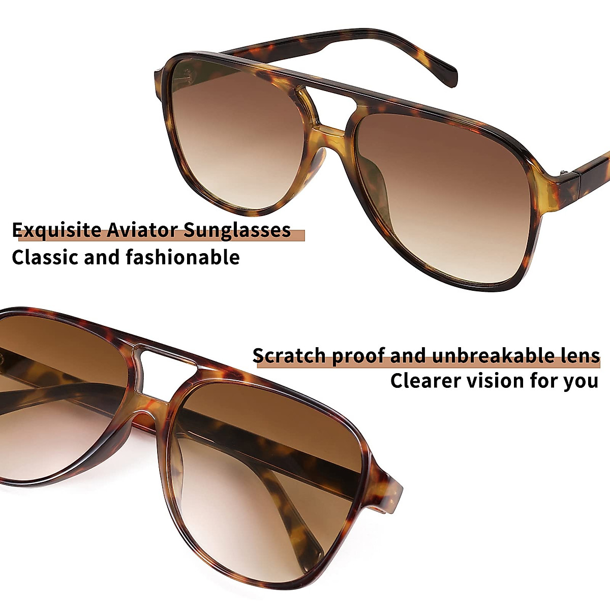 FEISEDY Vintage Retro 70s Plastic Aviator Sunglasses Women Men Classic Large Squared Frame B2751