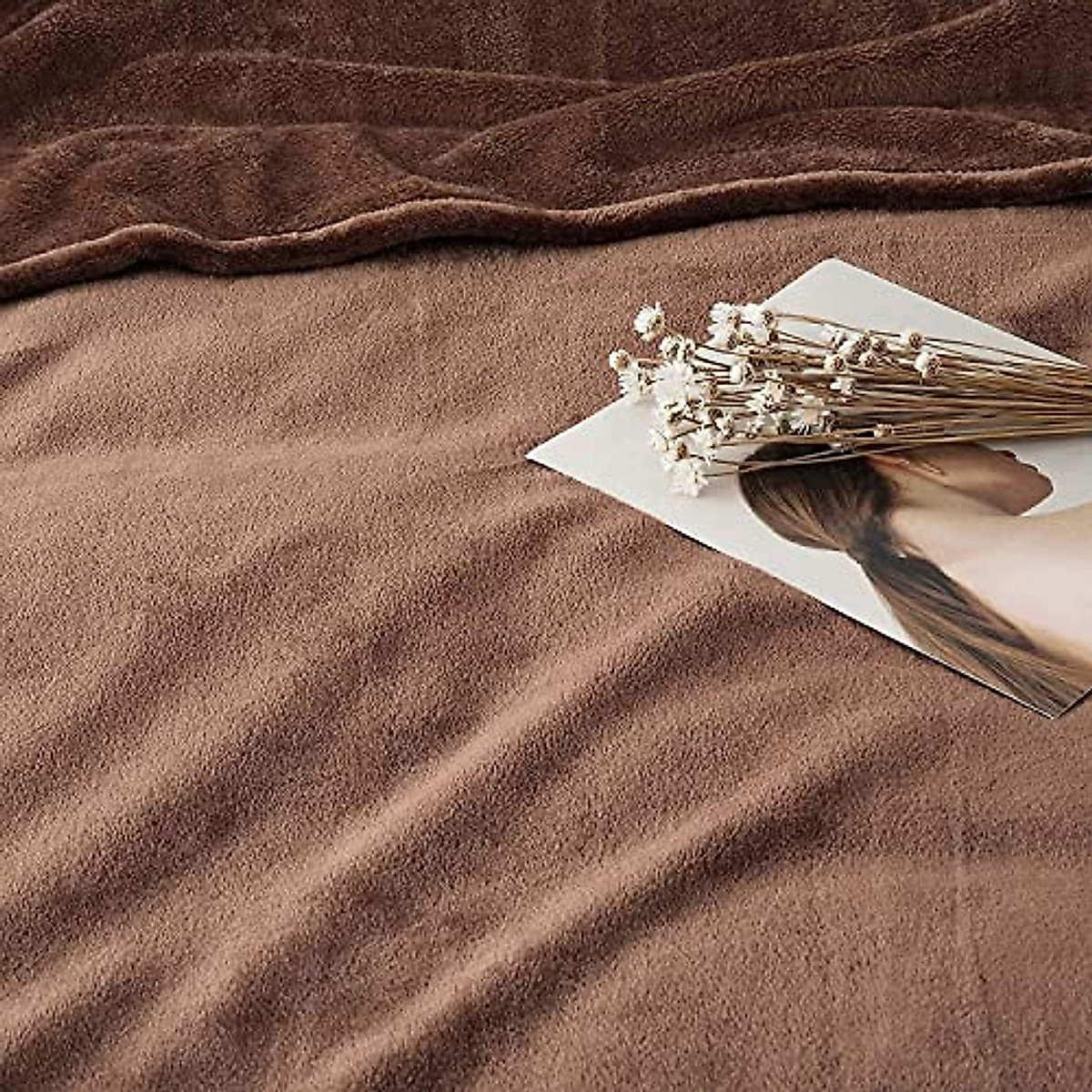 MOONLIGHT20015 Silk Touch Warm Fleece Throw Blankets - 400 GSM Throws for Sofa Fluffy Blanket Bed Throw for Bedroom, Couch, Travel (Coffee, Throw 50" x 60")