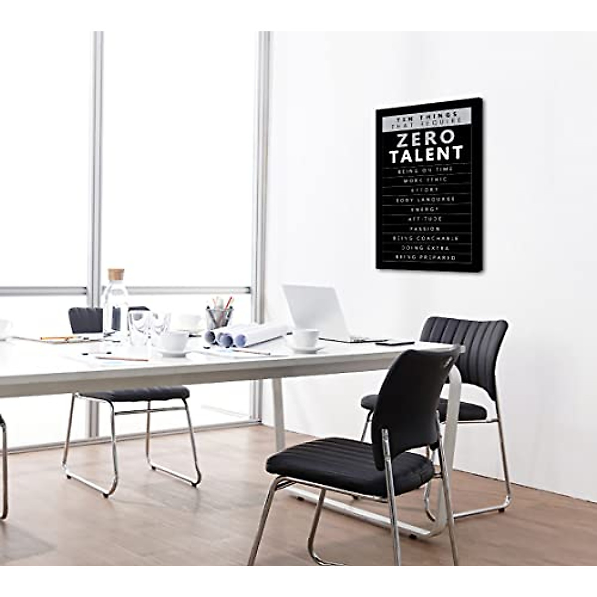 Inspirational Framed Office Canvas Wall Art Motivational Positive Entrepreneur Quotes Ten Things that Require Zero Talent Paintings Artwork Workplace Classroom Wall Decor Ready to Hang-12”Wx18”H