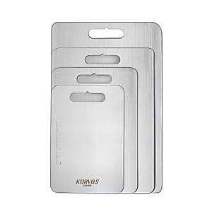 KORVOS 304 Food-Grade Stainless Steel Cutting Boards for Kitchen, Butcher Block Board for Meat, Cheese, Vegetable, Heavy Duty Chopping Board, Easy to Clean(X-Large)