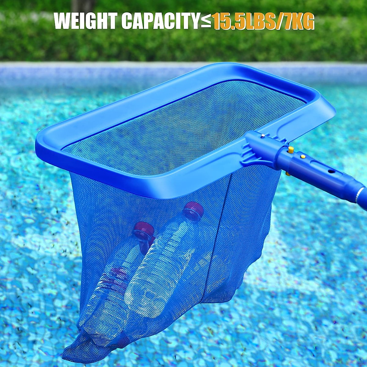 SORSWEET Pool Rake, Heavy Duty 17" Leaf Skimmer Net, Including EZ-Clip, Deep Bag Catcher, Pool Net for Cleaning Pool, Fits Standard 1-1/4" Pole, Pole Not Included