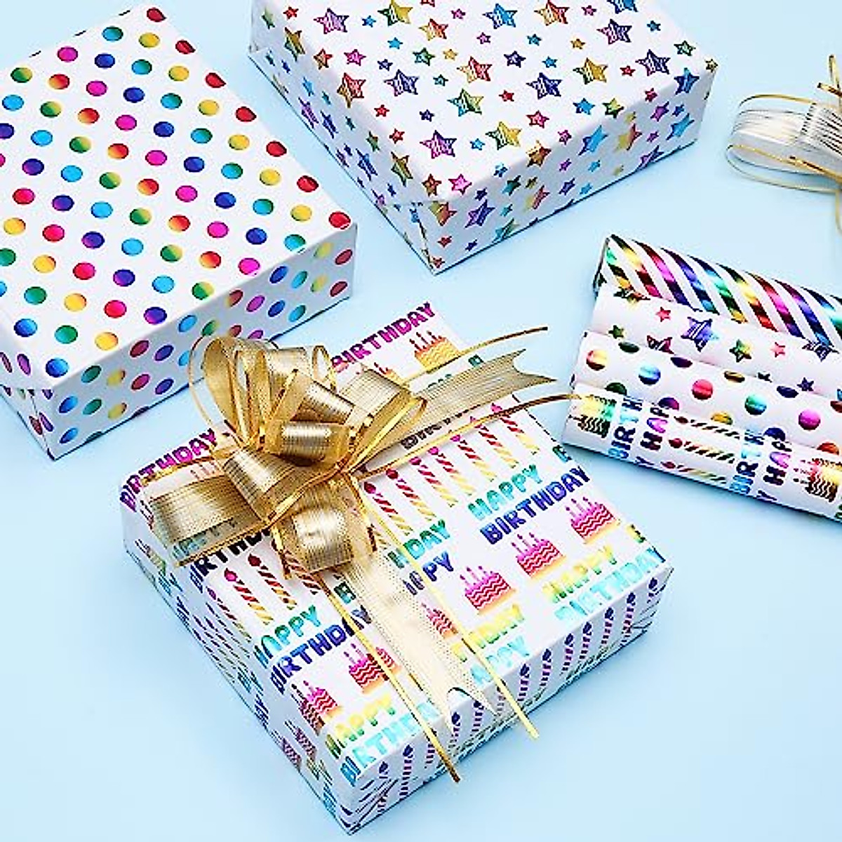 THMORT Birthday Wrapping Paper Roll with a Cutter Kit for Boys&Girls,Adults,Kids Princess Pink Barbies17 Inch X 120 Inch Embossed Foil Wrapping Paper for Gift Wrapping Baby Shower