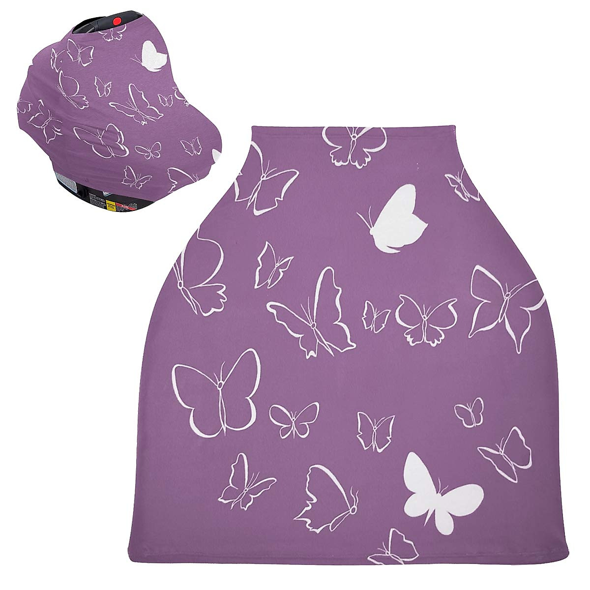 Nursing Cover Breastfeeding Scarf Silhouettes Butterflies - Baby Car Seat Covers, Stroller Cover, Carseat Canopy (801i)