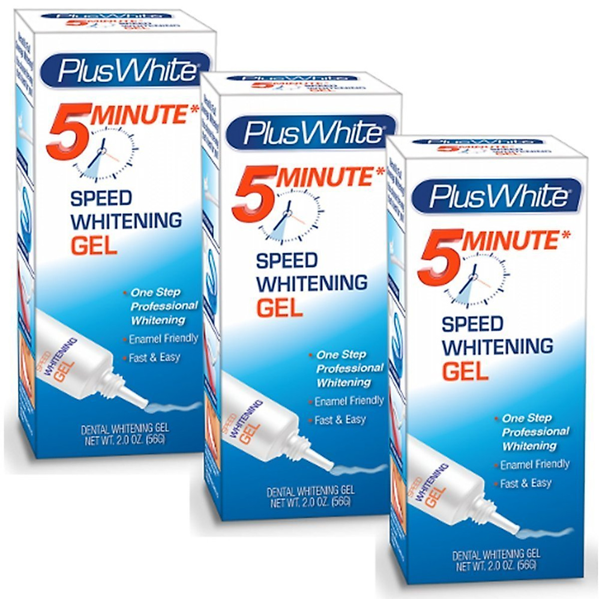 Plus White Speed Whitening Gel - Works in 5 Minutes - Professional Teeth Whitening w/Dentist Approved Ingredient (Pack of 3)
