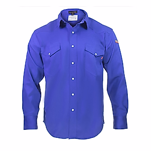Flame Resistant FR Shirt - 100% C - Light Weight (Large, Royal Blue)