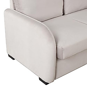 Multifunctional Velvet Loveseat Sofa with Pull Out Sleeper Couch Bed ,USB Port ,3-pin Plug & Twin Memory Mattress for Living Room Furniture Sets, Spaces Saving Design for Home, Apartment and Office