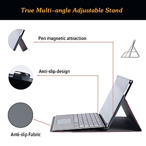 Microsoft Surface Pro 11 / Pro 10 / Pro 9 13 Inch Case, Multiple Angle Viewing Portfolio Business Cover with Pocket & Stylus Holder, Compatible with Type Cover Keyboard.(Sapphire)
