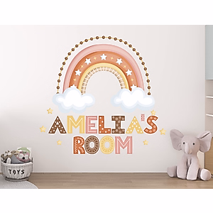 Kyle Cornhole Boho Rainbow Wall Decals - Pastel Decor Girls Room Bedroom Sticker Walll for Decor- Arch Decal Nursery Art KA1656 Boho, Green,rainbow