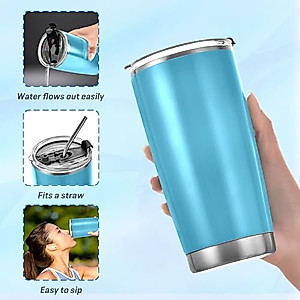 innewgogo Blue Light 20 oz Stainless Steel Vacuum Insulated Tumbler for Women Men Reusable Water Bottle with Leak-proof Lid & Straw Travel Coffee Mug for Home Office Gym School Iced Tea Coffee Water