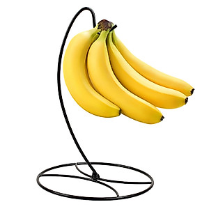 1-Pack Banana Holder Stand, Sturdy Banana Hanger Hook for Kitchen Countertop, Metal Modern Banana Stand Banana Rack, Keep Fresh for 15LB Banana or Grape,Stable Base