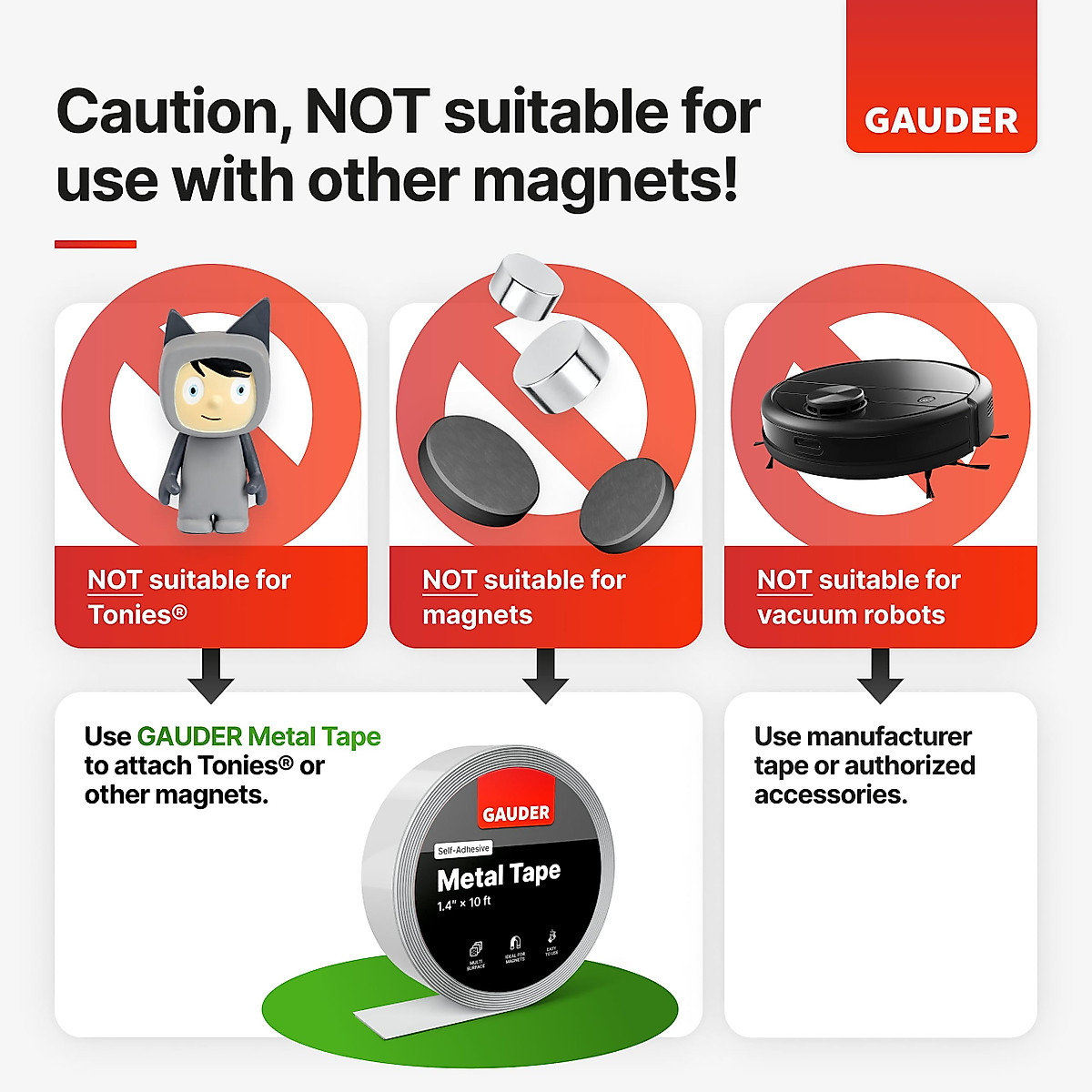 GAUDER Magnetic Tape Extremely Self Adhesive (0.6 Inch x 10 Feet) | Magnetic Strips | Magnet Roll