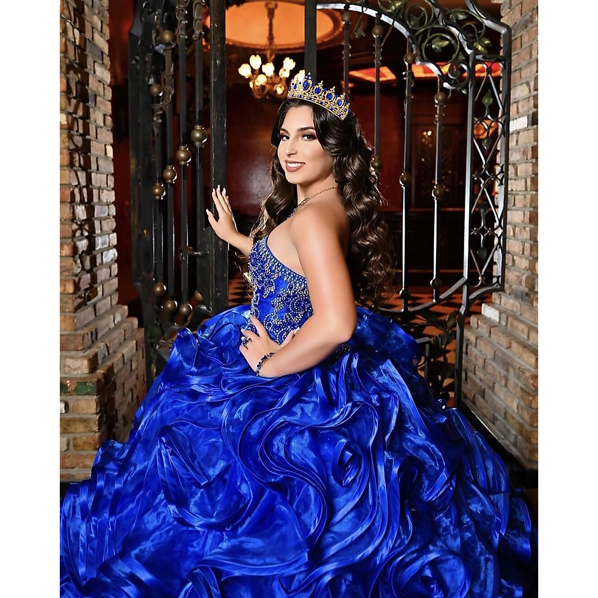 TOBATOBA Blue Crown Blue Tiaras for Women, Crystal Royal Queen Crown Rhinestone Princess Tiara, Blue Bridal Tiara Wedding Tiaras for Bride, Quinceanera Headpieces for Birthday Prom Pageant Cosplay