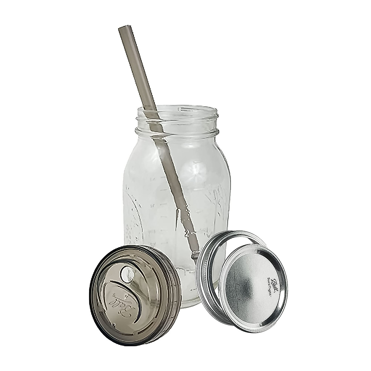 Regular Mouth Quart 32-Ounces Ball Mason Drinking Jar With Ball Sip & Straw Lid - Fits Regular Mouth Mason Jars - For Smoothies, Milk Shakes, Protein Shakes, Iced Coffee, Tea & Dishwasher Safe