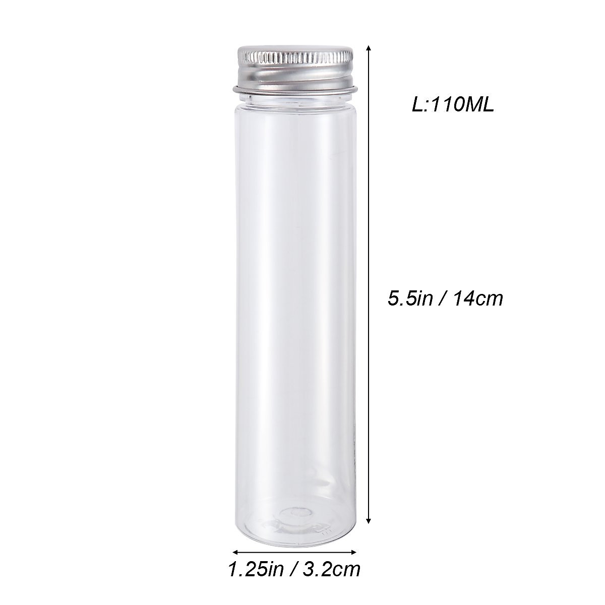 UEETEK 15pcs 110ml Flat-Bottomed Plastic Clear Test Tubes with Screw Caps Candy Cosmetic Travel Lotion Containers