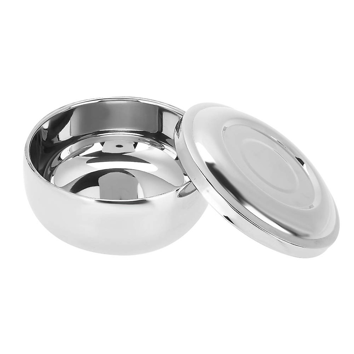 Shaving Soap Bowl, Universal Men Stainless Steel Beard Shaving Soap Bowl Shaving Mug Container With a Mirror
