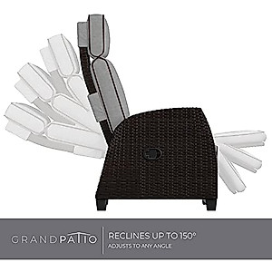 Grand patio Outdoor Furniture with Fire Pit Table Recliner Wicker Chairs 3 Pieces Reclining Chair for Patio Garden Backyard, Cool Grey