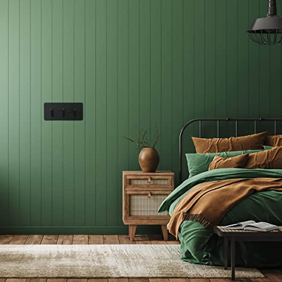 Wall Coat Hooks - Peggy Rectangular 3 Hook Rail - Pack of 1 - Matte Black Finish. Heavy Duty Metal Hooks with screws for Hanging Coats, Robes, Backpack, Towel, Keys. Hooks for College Dorm.