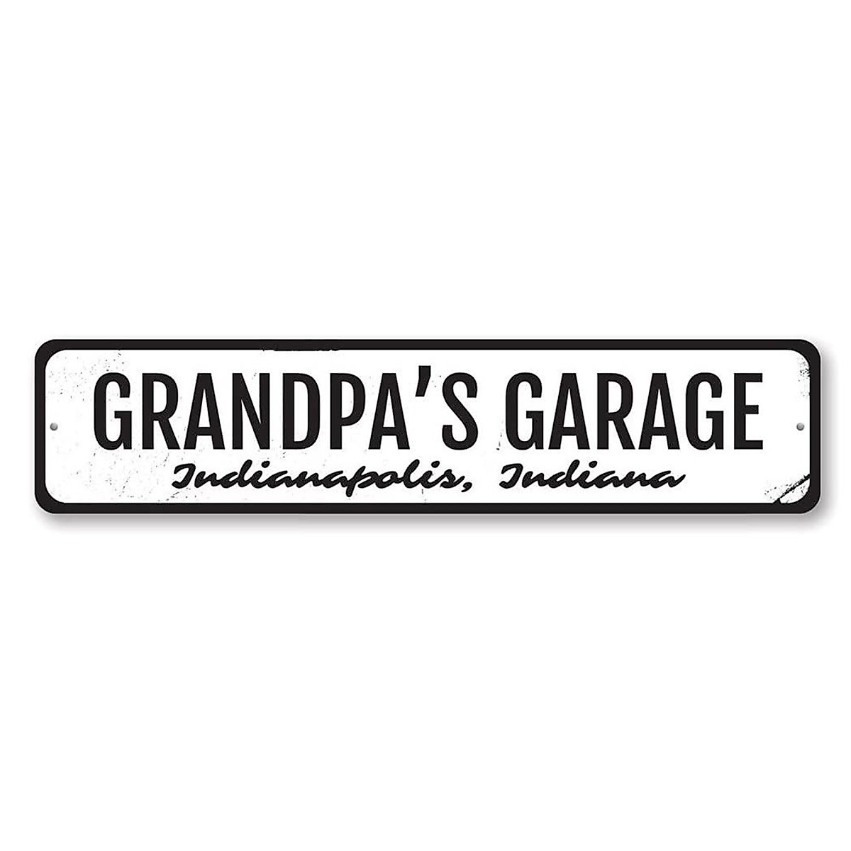 Grandpa's Garage Sign, Garage Location City State Sign, Custom Mechanic Man Cave Aluminum Décor - 6 x 24