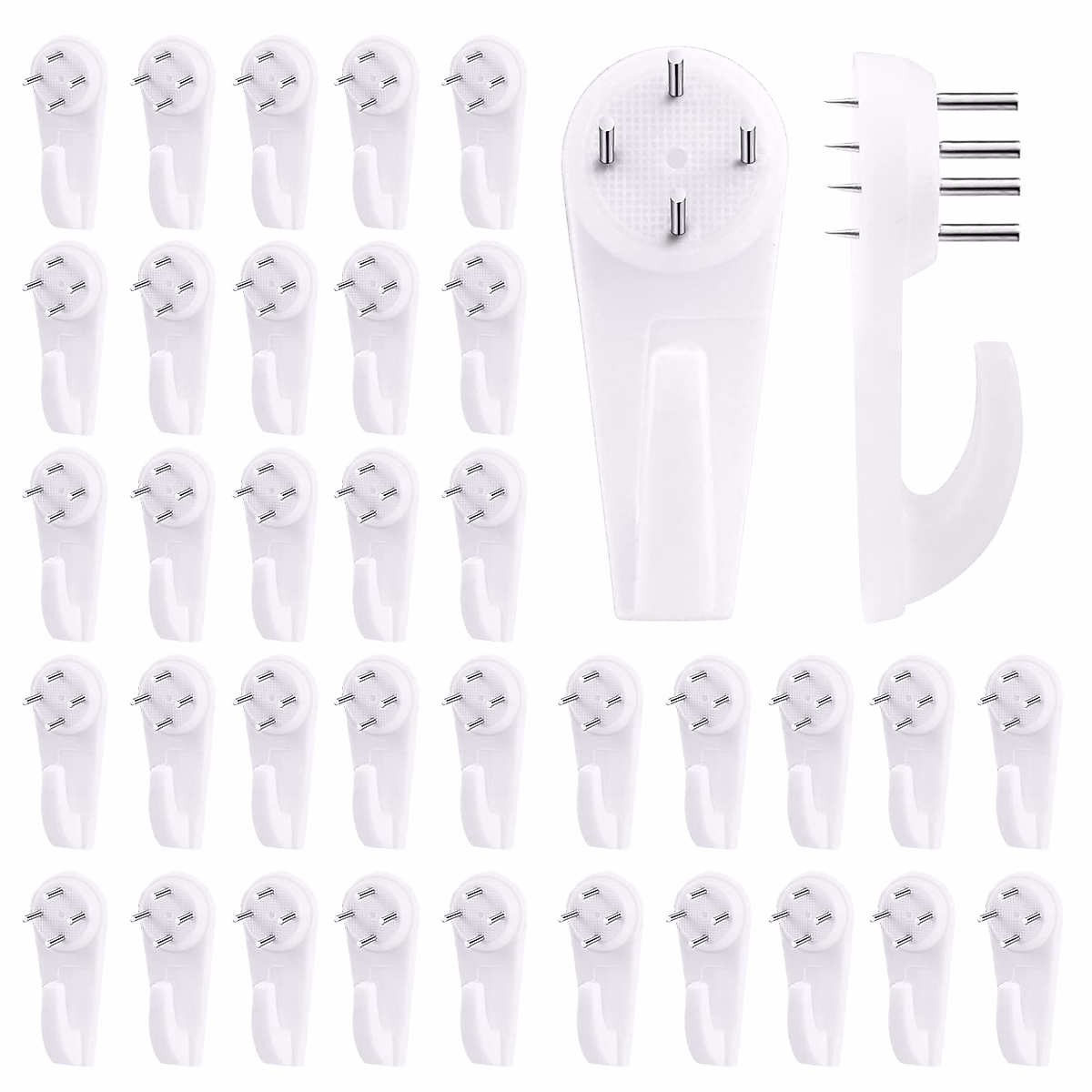 35 Pieces 2" Plastic Hardwall Hanger Hook Picture Hanging Kits Invisible Nail Wall Mount Non-Trace Hooks for Hardware Concrete Walls Photo Frame Clock