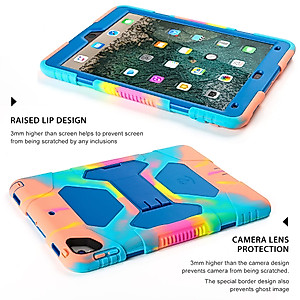 iPad Air 10.5" 2019/iPad Pro 10.5 2017 Case ACEGUARDER Ultra Protective Rugged Cover with Kickstand for Kids Shockproof Impact Resistant - Icecream/Blue