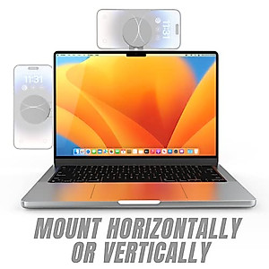 ICONIT Continuity Flip iPhone Laptop Mount - Slim Magnetic Phone Holder Swivels 180° for Laptops and Monitors - Adjustable Magnetic Arm - Compatible with iPhone 14/13/12 Plus Pro Max Mini (Silver)