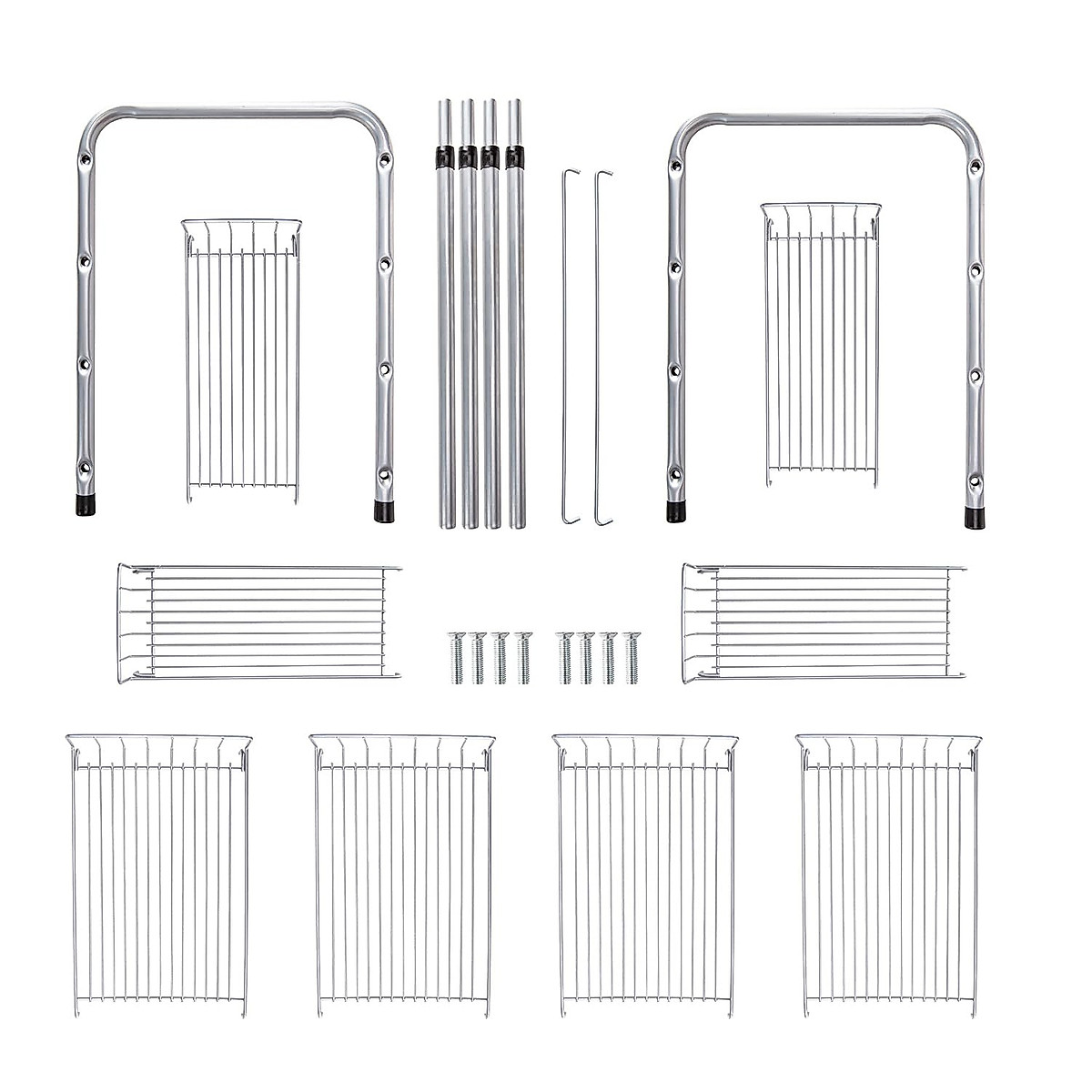 Flagship 2 Tier Under Sink Organizers and Storage Rack Expandable Cabinet Shelf Rack for Kitchen Bathroom Silver (16-25 inches)