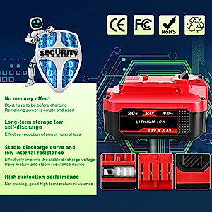 Jialipok 20V 6.0Ah CMCB205 Replacement Battery for Craftsman 20V Max Lithium Ion Battery CMCB204 CMCB204-2 CMCB202-2 CMCB201 CMCB206 CMCS500B CMCD700C Fast Charger CMCB104 Craftsman V20 Battery