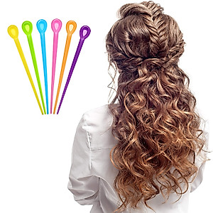 180 Pieces Brush Roller Pick Plastic Roller Pick Hair Curler Roller Pin for Hair Curling Styling Accessories for Christmas Valentine's Day Present (Rose Red, Green, Yellow, Blue, Orange and Purple)