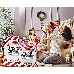 BeeGreen 2 Pieces Santa Sack Extra Large 27.6 x 42 Inch Santa Bags Reusable Christmas Bags Drawstring For Gifts Wrapping Giant Xmas Bags For Presents