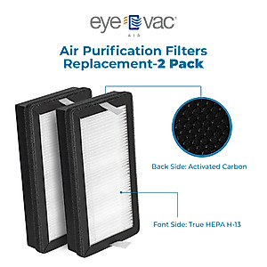 EyeVac Air Official Air Filters - Air Purification Replacement Filters (2-pack) | Dual Filtration - True HEPA H13 & Activated Carbon
