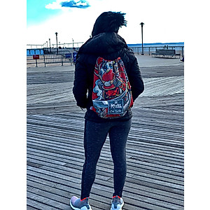 Ronin Gi Sports Bag - Oni Bushi-Draw String Backpack – Contact Sports Rucksack for BJJ, Karate, Judo, TKD, Kempo Gis – Gear Carrying Bag for Women, Men and Kids – 100% Polyester – Sturdy Printed Pouch